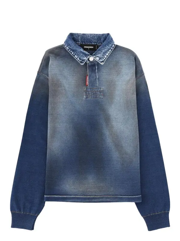 Dsquared2 Long Sleeve Denim Rugby Shirt - Blue