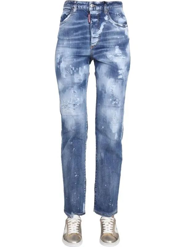 Dsquared2 Denim Jeans With Concealed Button Closure - Blue