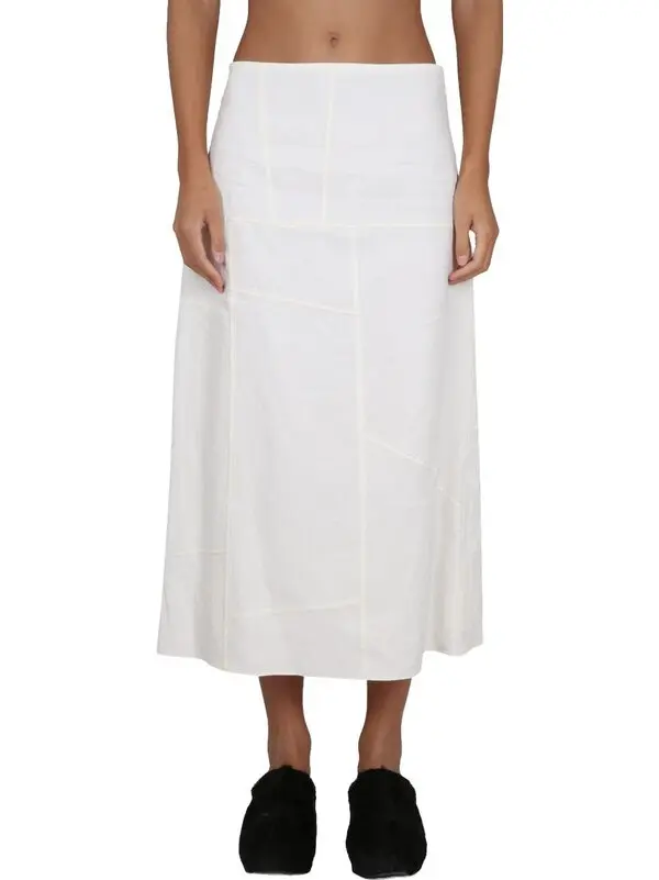 JIL SANDER Flared Panelled Midi Skirt - White