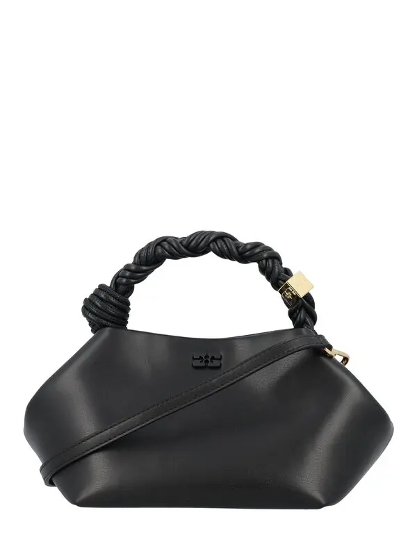 GANNI Twisted Leather Top Handle Bag - Nero