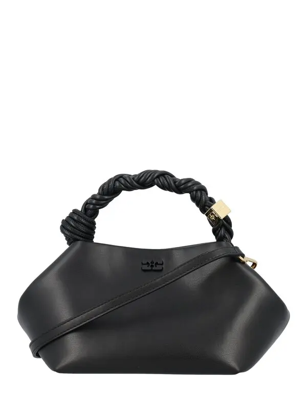 GANNI Twisted Leather Top Handle Bag - Nero