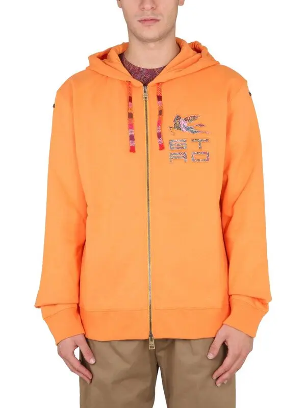 Etro Full Zip Hooded Sweatshirt - Orange