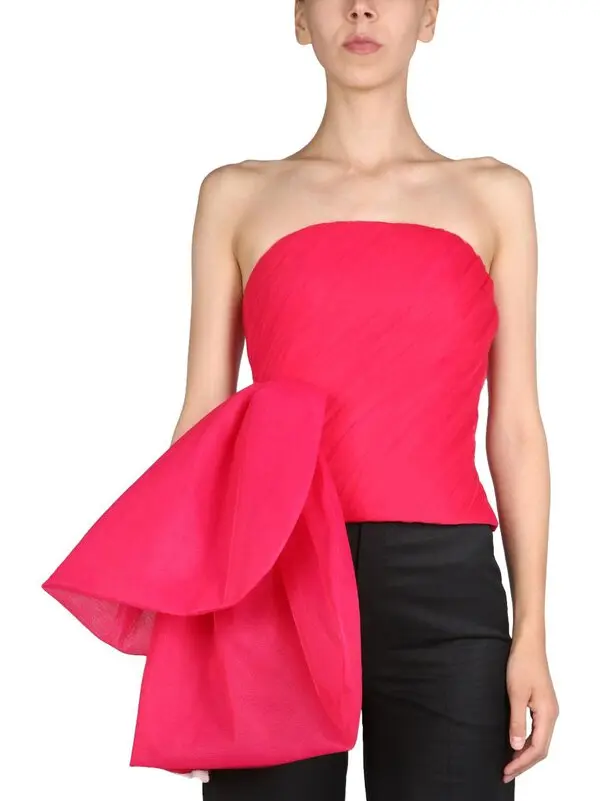 ANOUKI Bow Detail Strapless Top - Fuchsia