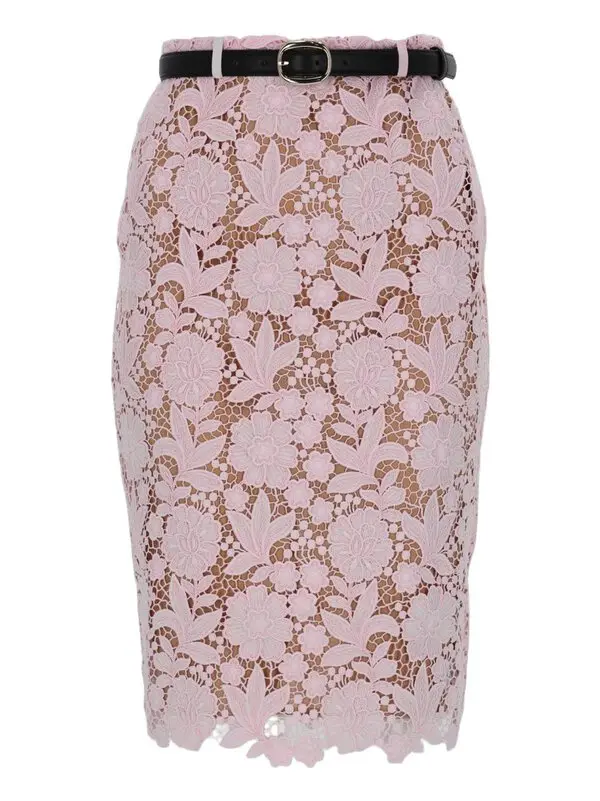 SELF-PORTRAIT Lace Mini Skirt With Detachable Lining - Pink