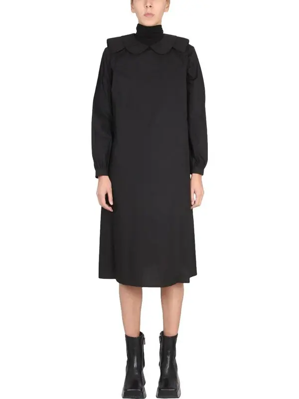 Raf Simons Midi Shirt Dress With Claudine Collar - Black