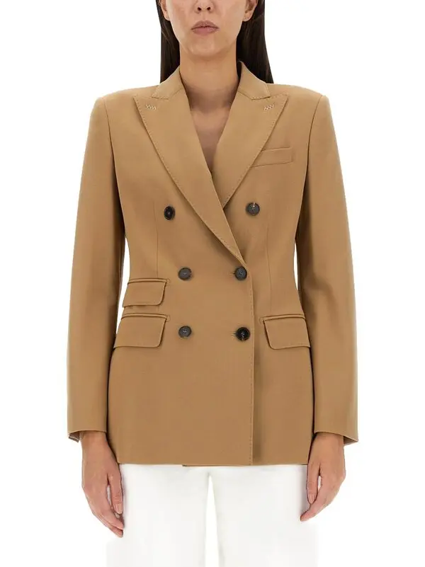 Max Mara Double-breasted Wool Blazer - Beige