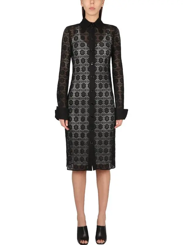 Max Mara Alcade" Shirt Dress With Classic Collar And Button Closure - Black