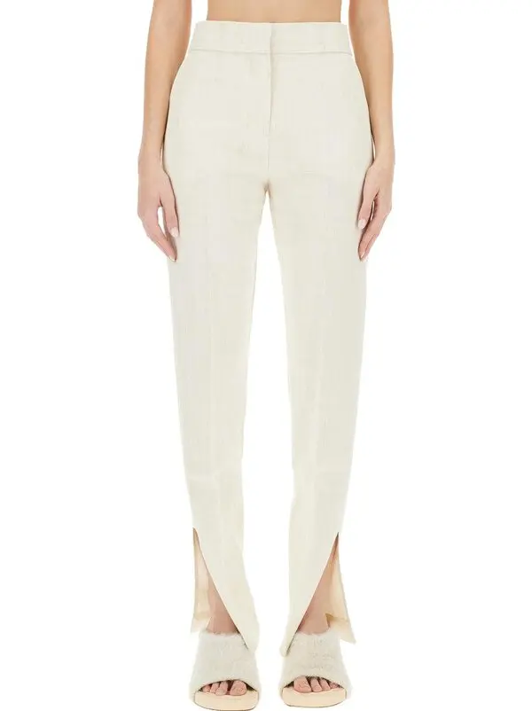 Jacquemus Side Split Straight-leg Linen Blend Trousers - White