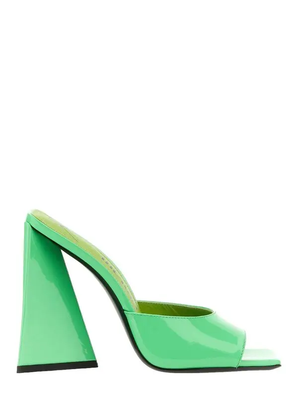 Attico Patent Leather Mules With Pyramid Heel - Green