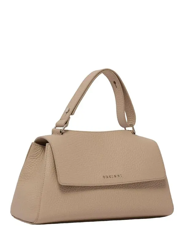 Orciani Textured Leather Top Handle Bag - Beige