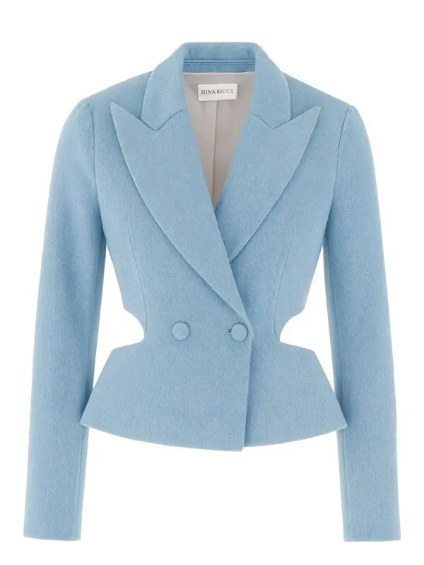 Nina Ricci Double Breasted Blazer With Cutouts - Blue
