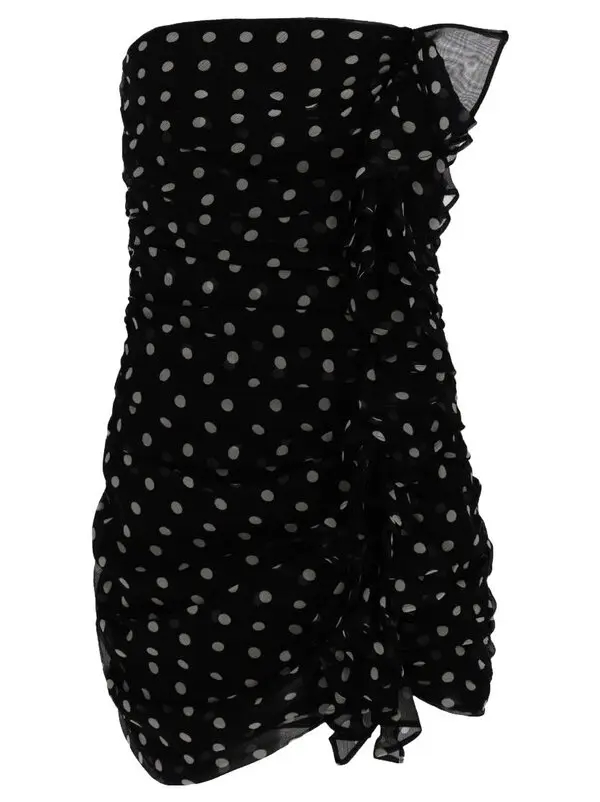 Nina Ricci Polka Dot Strapless Mini Dress - Black