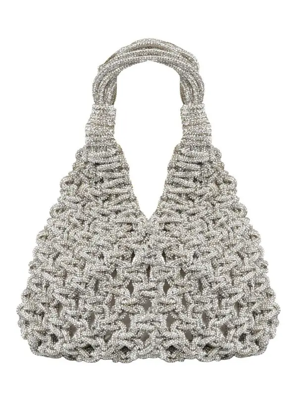 HIBOURAMA Braided Crystal-inspired Handbag - Silver
