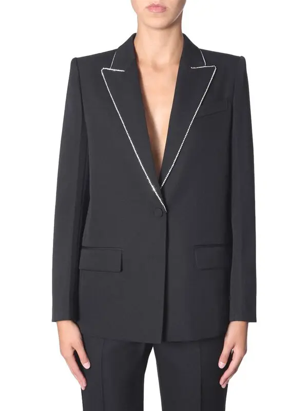 Givenchy Embellished Lapel Wool Blazer - Black