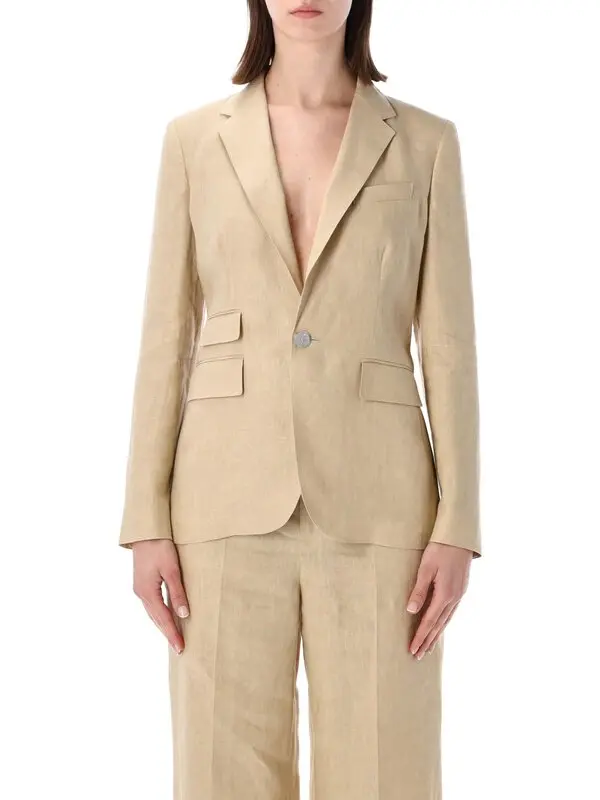 Ralph Lauren Slim-fit Linen Blazer With Notched Lapels - Light Tan