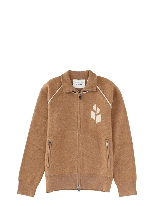 MARANT ETOILE Zip-up Knit Jacket - Beige