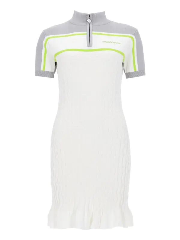 Casablanca Tennis Polo Dress With Quarter Zip And Contrasting Trim - White