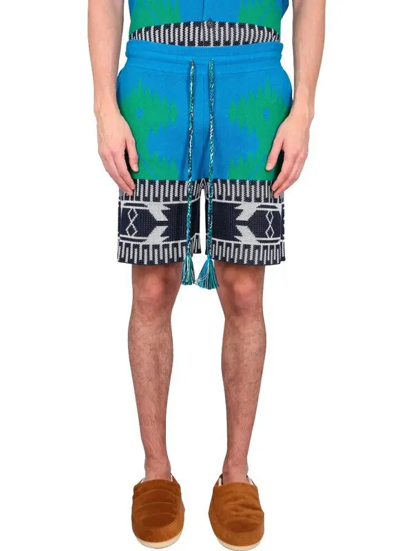 Alanui Cotton Piqué Bermuda Shorts With Drawstring - Multicolour