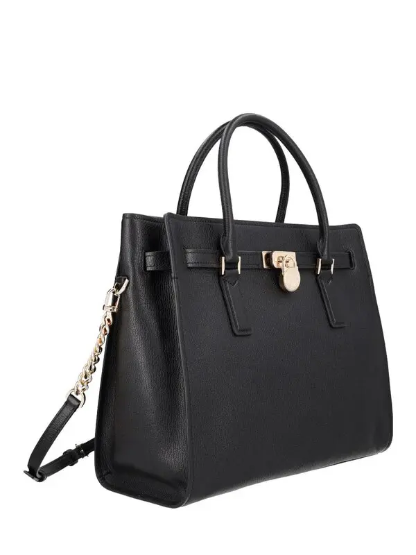 Michael Kors Hamilton Moderne Large Leather Satchel - Black