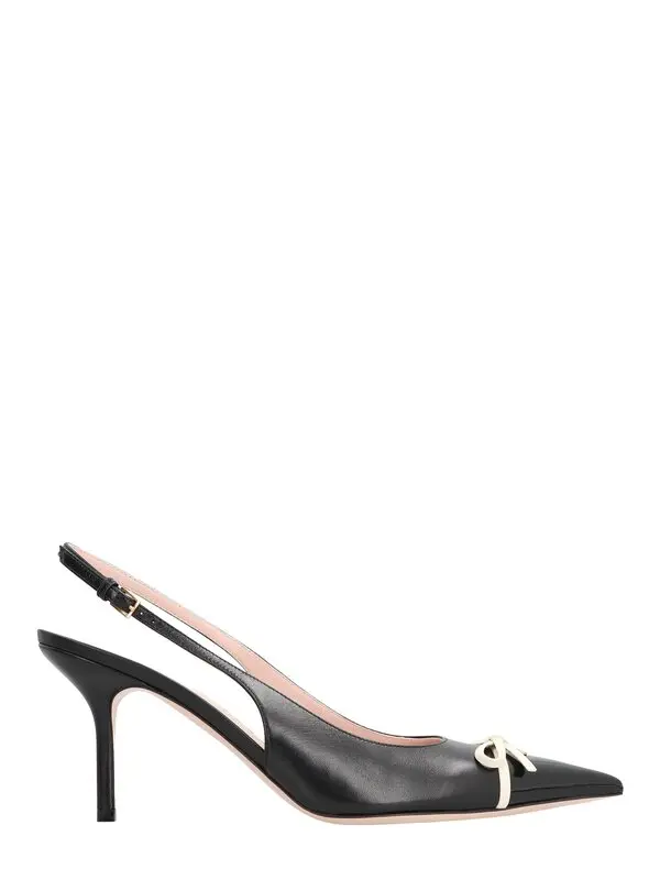 Valentino Garavani Pointed Toe Slingback Pumps With Bow Detailing - Black