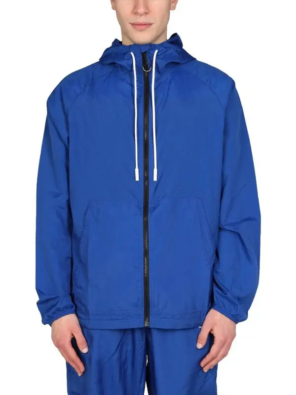 MARCELO BURLON COUNTY OF MILAN Cross Print Nylon Windbreaker Jacket - Blue