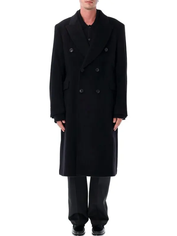 Our Legacy Double-breasted Wool Blend Overcoat - Nero