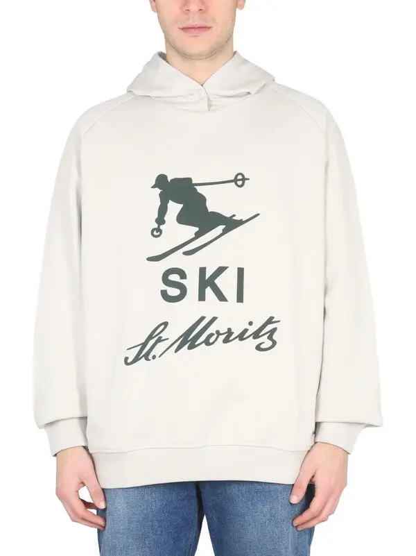 Bally Cotton Sweatshirt With Ski Graphic - Grey