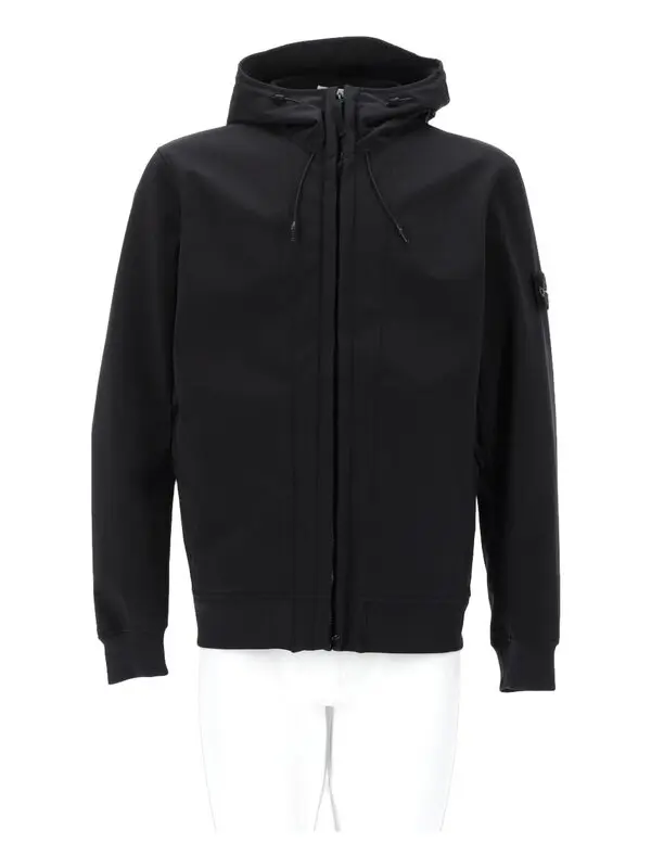 Stone Island Hooded Zip-front Jacket - Black