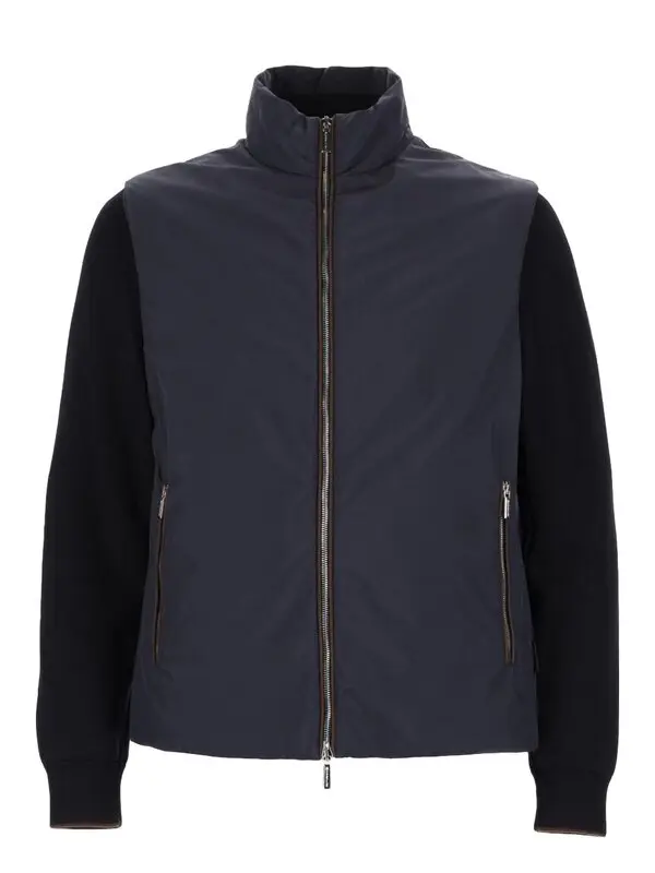 MOORER Zip-up Jacket With Stand Collar - Blue