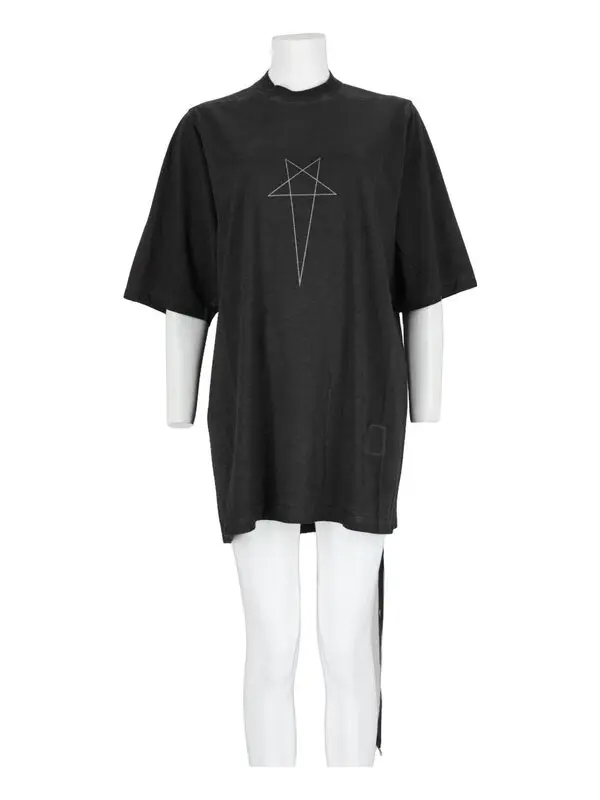 Rick Owens Asymmetrical Zip Up Cotton T-shirt - Black