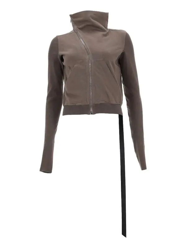 Rick Owens Asymmetrical Zip Up Cotton T-shirt - Brown