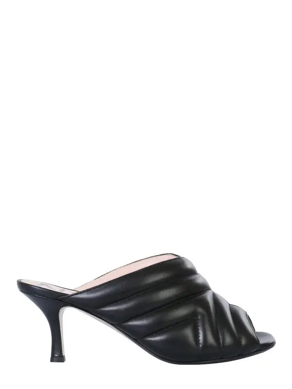 N°21 Chevron Pattern Quilted Mule Sandals With 5 Cm Heel - Black