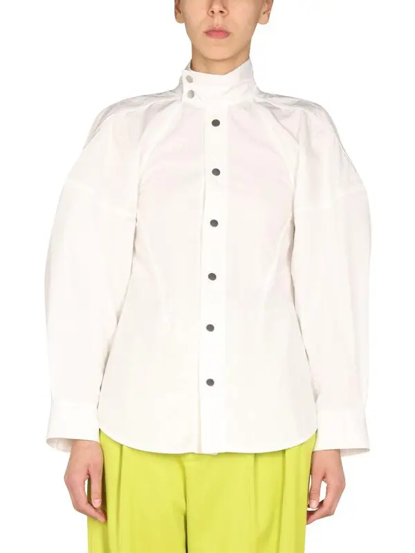 Bottega Veneta Relaxed Fit High Neck Shirt - White