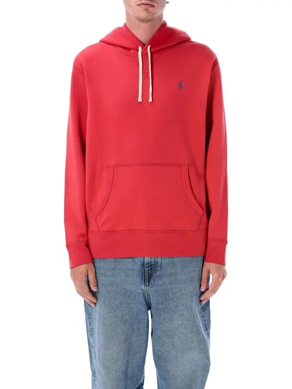 Polo Ralph Lauren Cotton-blend Hoodie With Drawstring Hood And Kangaroo Pocket - Rosso