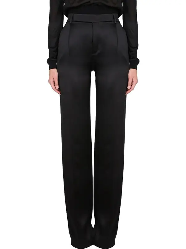 Saint Laurent Satin Flared Trousers - Black
