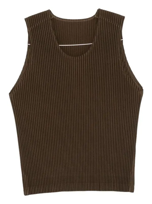 Issey Miyake Homme Plissé Pleated Sleeveless Top - Brown