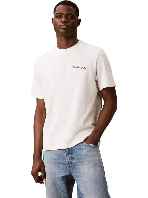 Calvin Klein Embroidered Calligraphy Easy Tee - Tofu
