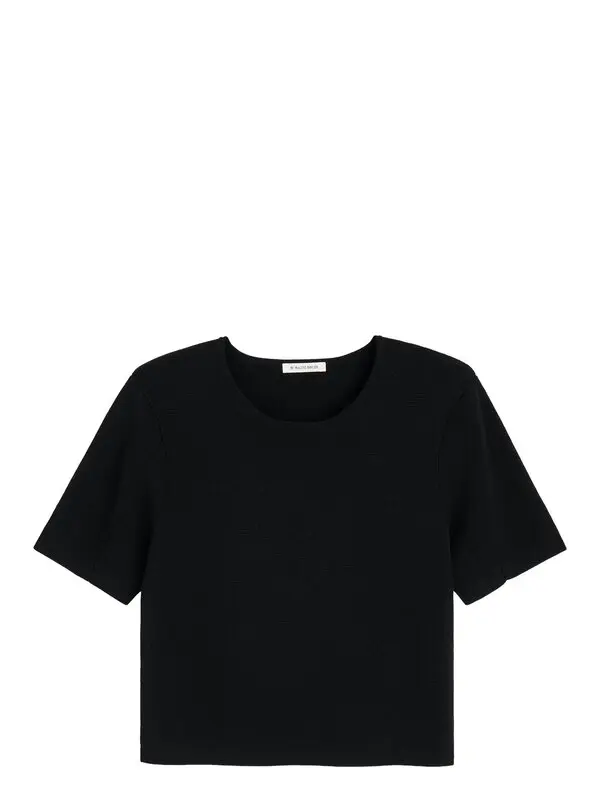 BY MALENE BIRGER Amber Ribbed Pullover With Padded Shoulders And Side Slits - Black