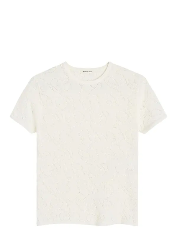 BY MALENE BIRGER Brit Pointelle Logo T-shirt - Soft White