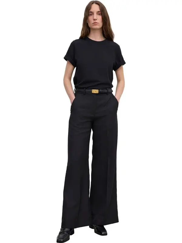 HOUSE OF DAGMAR Mid-rise Wide-leg Tailored Trousers - Black