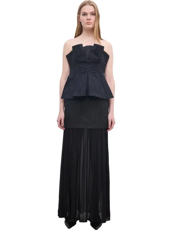 HOUSE OF DAGMAR Jacquard Pleated Top - Black