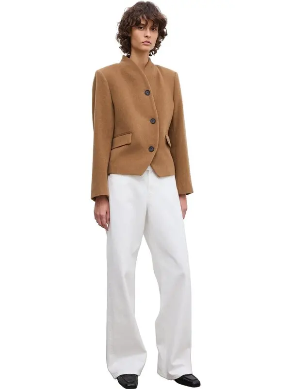 HOUSE OF DAGMAR Tailored Stand-collar Wool Jacket - Camel