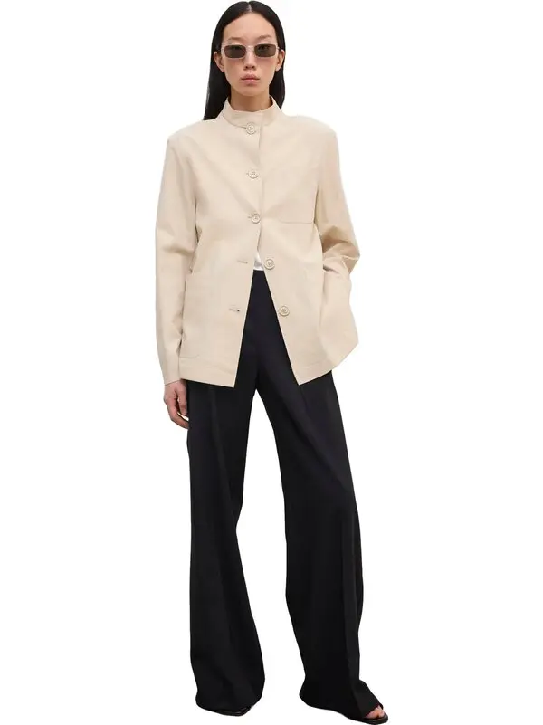 HOUSE OF DAGMAR Cotton Lyocell Twill Overshirt Jacket - Sand Beige