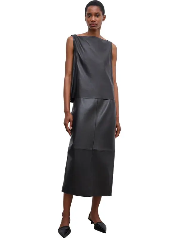 HOUSE OF DAGMAR Sleeveless Lambskin Nappa Leather Top - Black