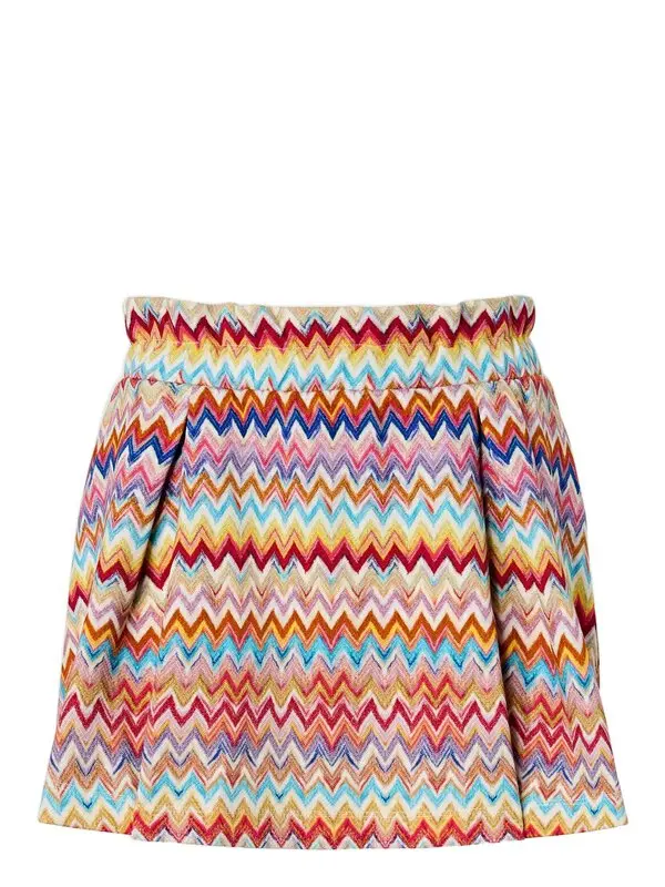 Missoni Zig Zag Motif Cotton Pleated Mini Skirt - Multicoloured