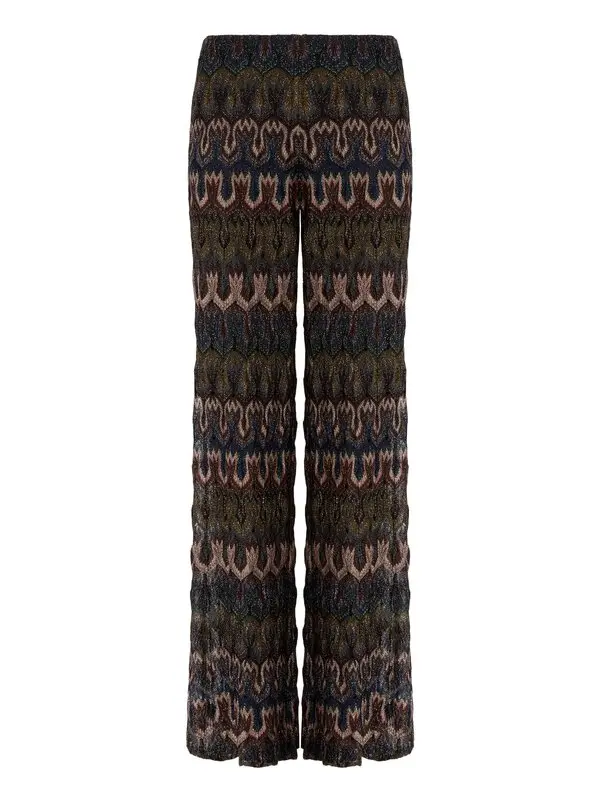 Missoni Viscose Lamé Trousers With Arabesque Motif - Brown