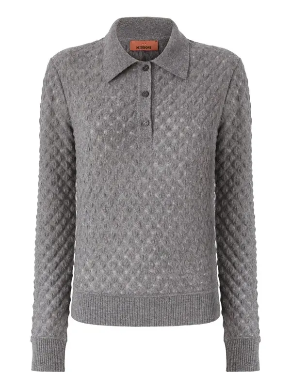 Missoni Cashmere Polo With Lace Pattern - Grey