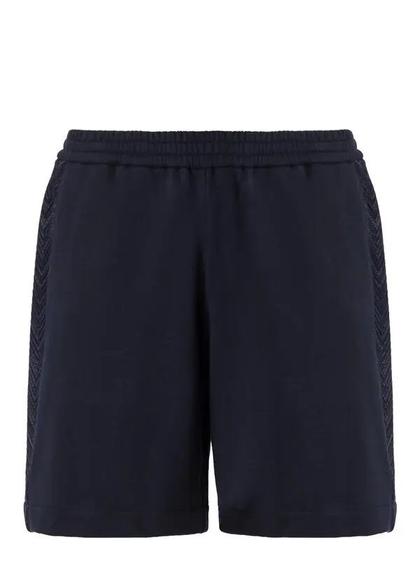 Missoni Cotton Fleece Shorts With Raschel Knit Inserts - Blue