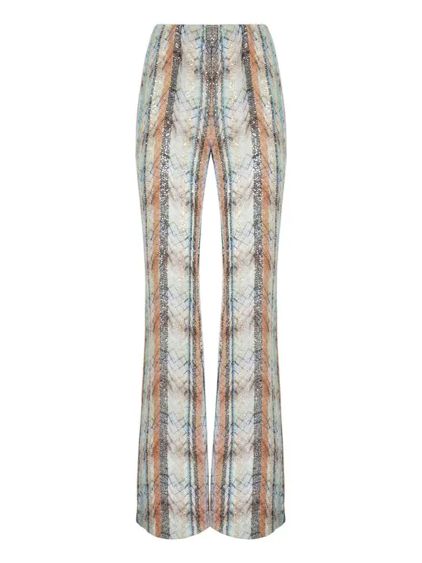Missoni Flared Trousers In Viscose Lamé With Sequins - Multicoloured