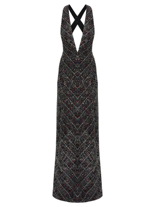 Missoni Sequined V-neck Maxi Dress With Criss-cross Back - Multicoloured
